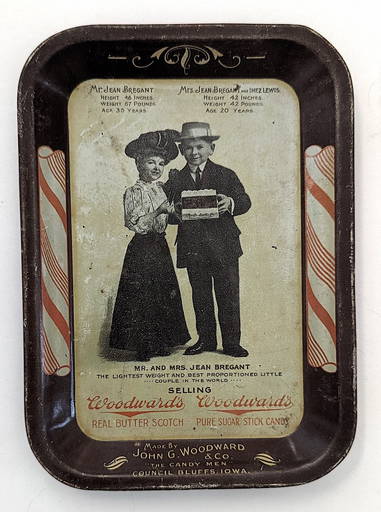 1910 Woodward's Candy Tip Tray Advertising