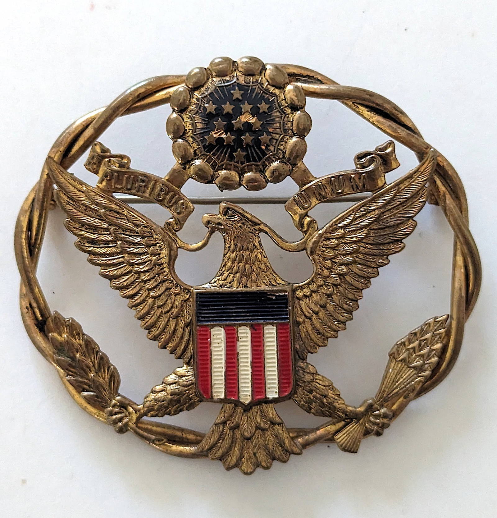 Vintage Original Us Army Eagle Insignia Pin Back Auction