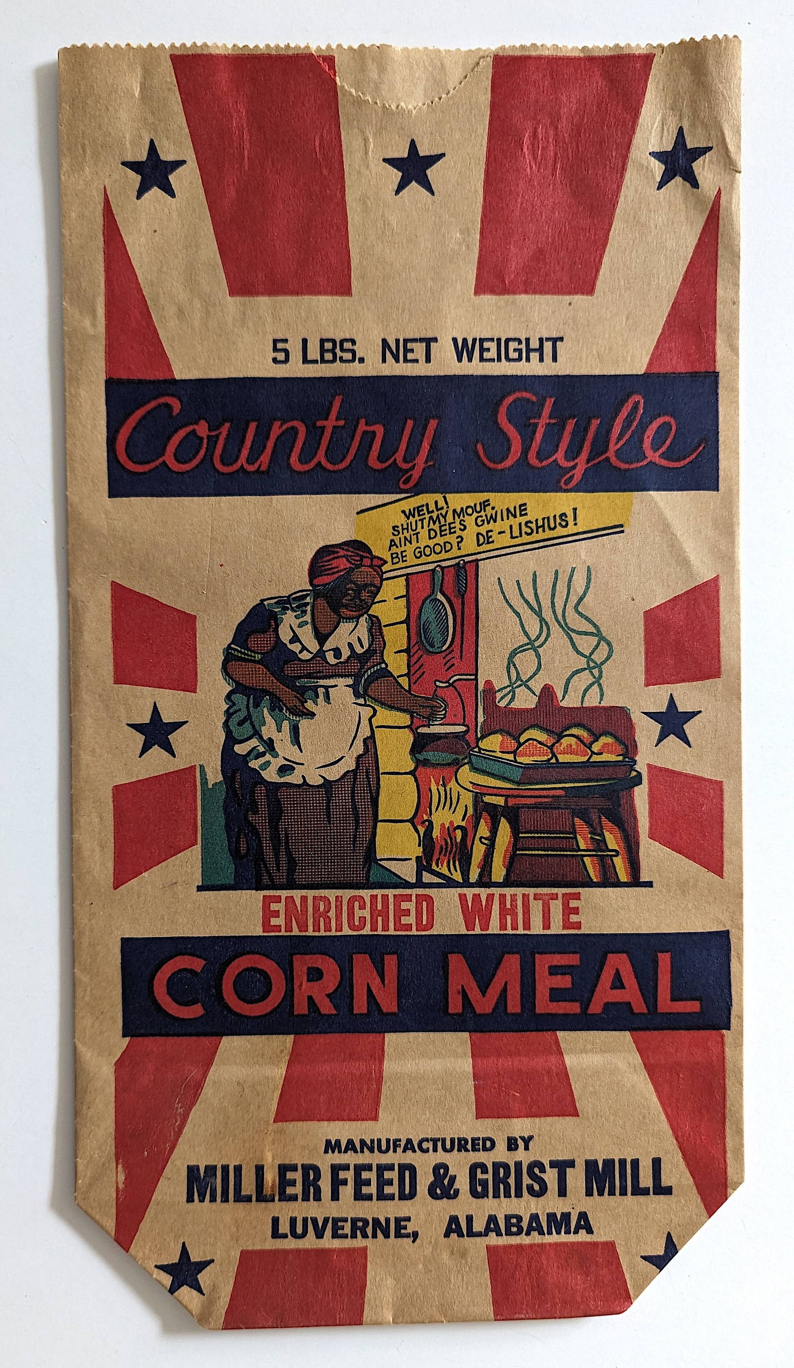 Vintage Unused 1920s Country Style Corn Meal Bag, Alabama Auction