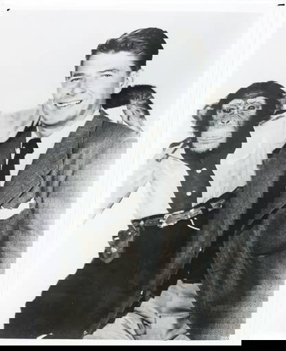 Gelatin Print Photo President Ronald Reagan And Bonzo