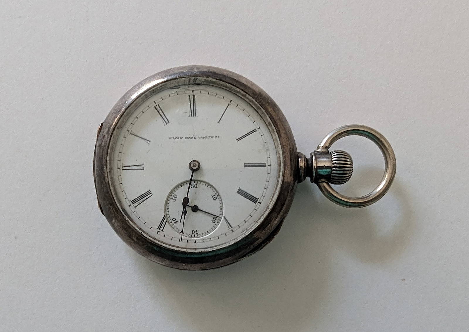 Antique Silver Coin Pocket Watch Elgin Auction