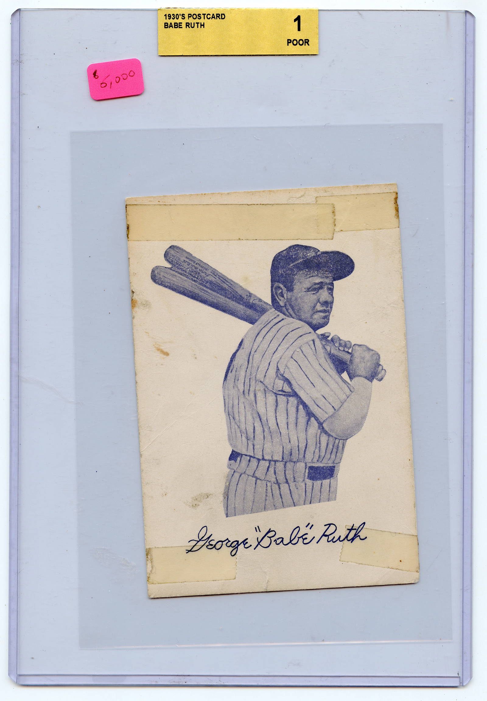Authentic 1930's Card George Babe Ruth Auction