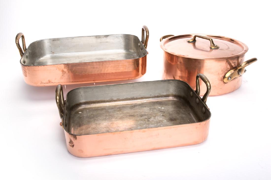 A group of French copper cookware, Bridge