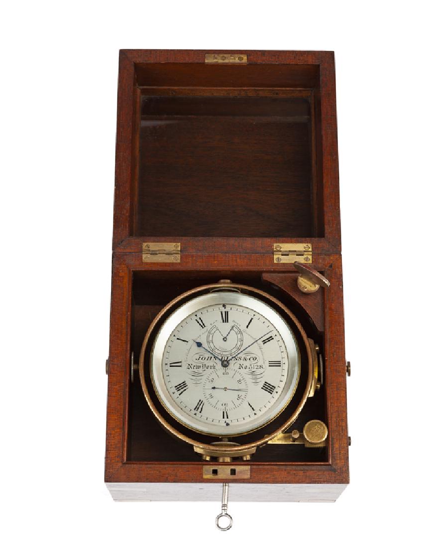 A cased nautical chronometer clock, John Bliss & Co.