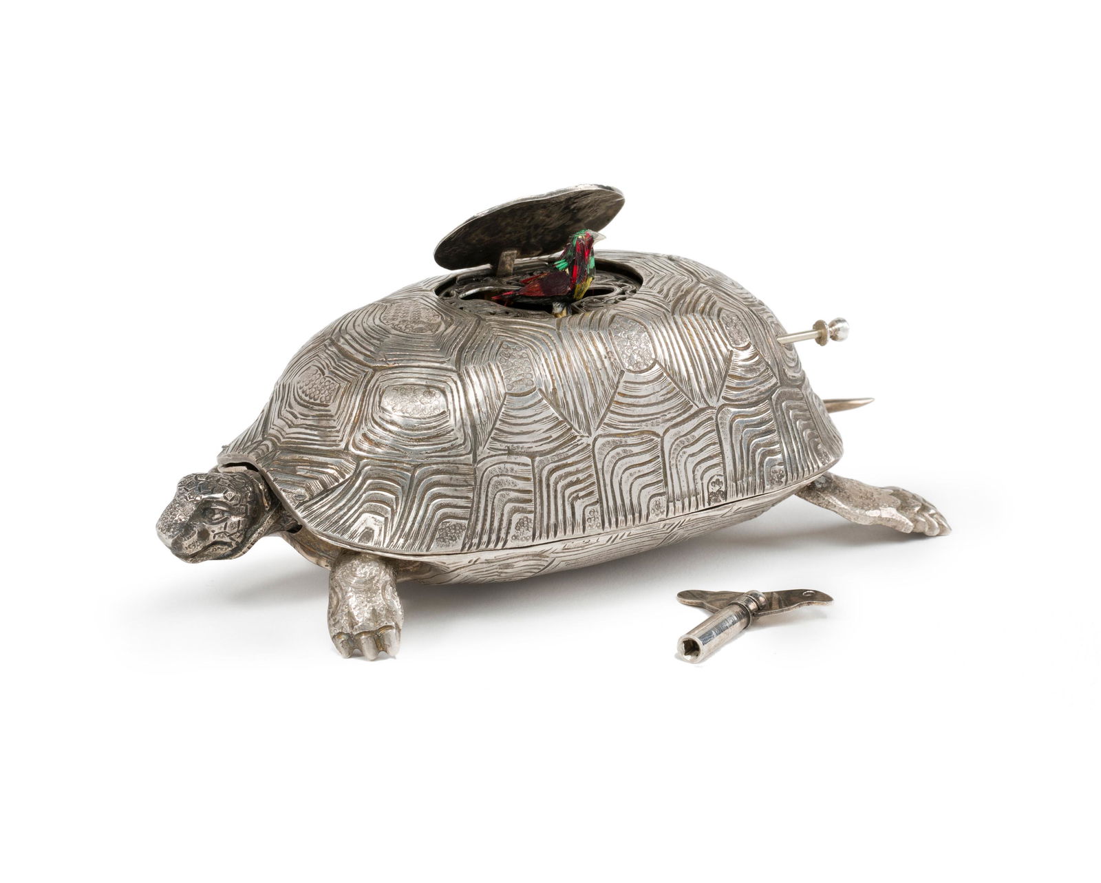 A silver turtle-form singing bird music box - May 03, 2020 | John Moran ...