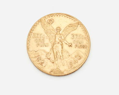 1821 & 1947 Mexican 50 Pesos Gold Coins. 37.5 Gram