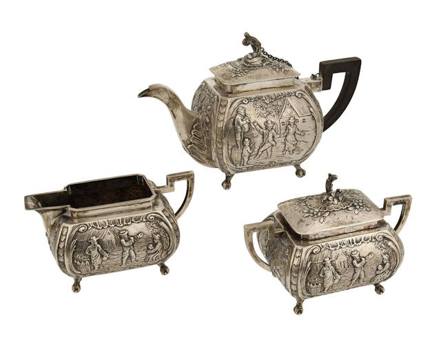 A Continental .800 Silver Individual Tea Service