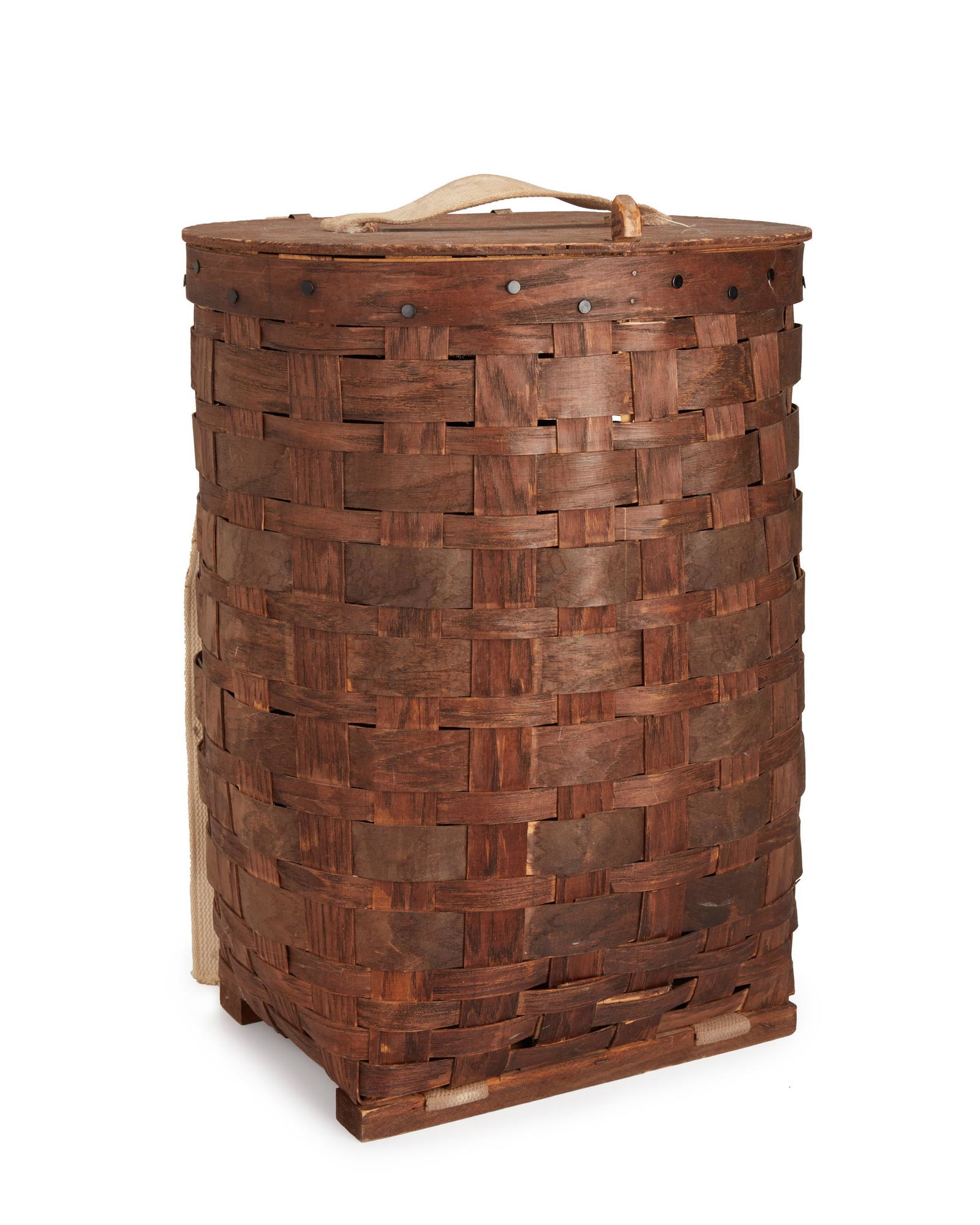 A Northeast Oak Splint Trappers Pack Basket