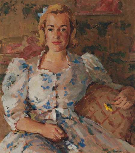 Clarence Hinkle (1880 1960), Portrait Of A Woman In A Floral Dress, Oil ...