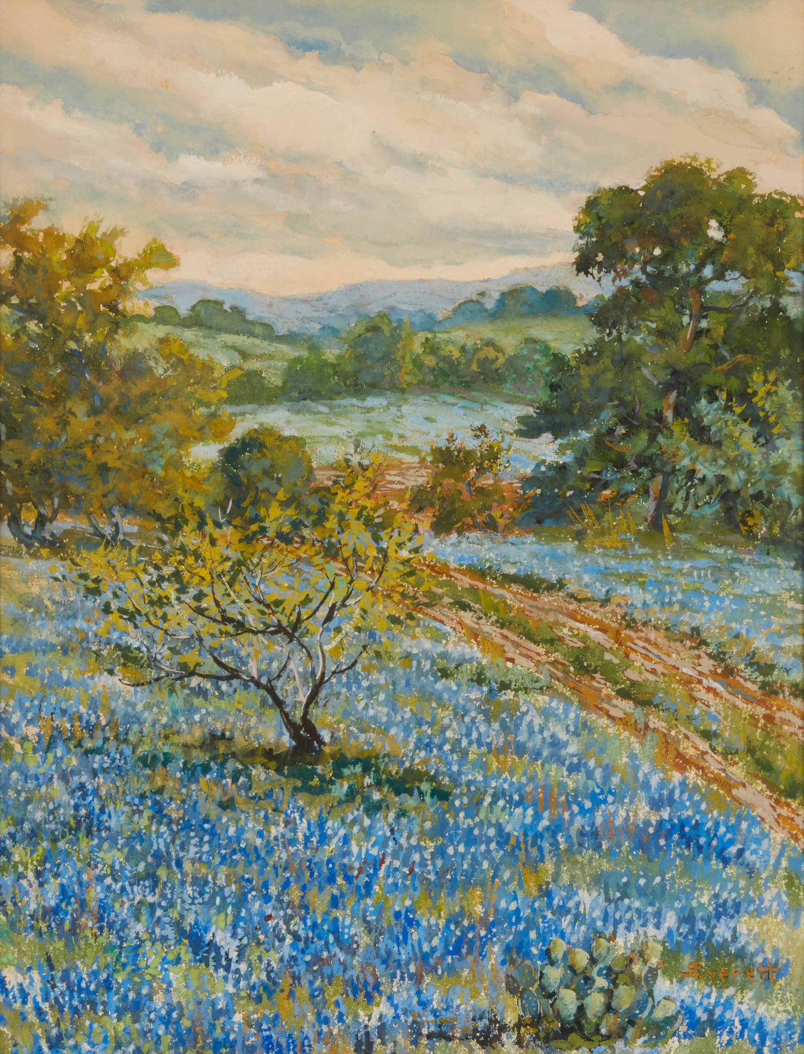 Late 19th/early 20th Century American School, Wildflowers And Distant ...