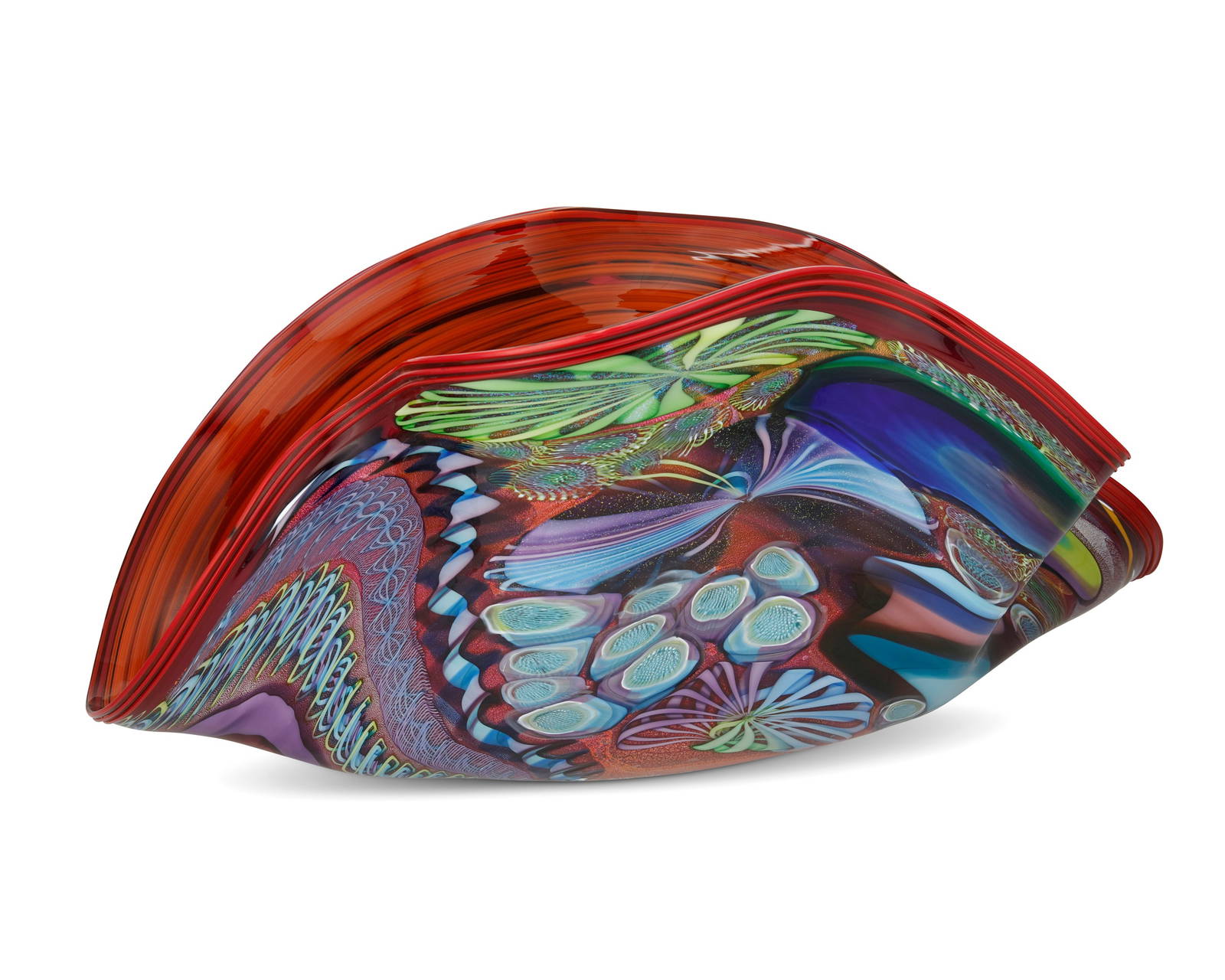 James Nowak (b. 1956), A Studio Art Glass Clamshell Centerpiece, Late ...