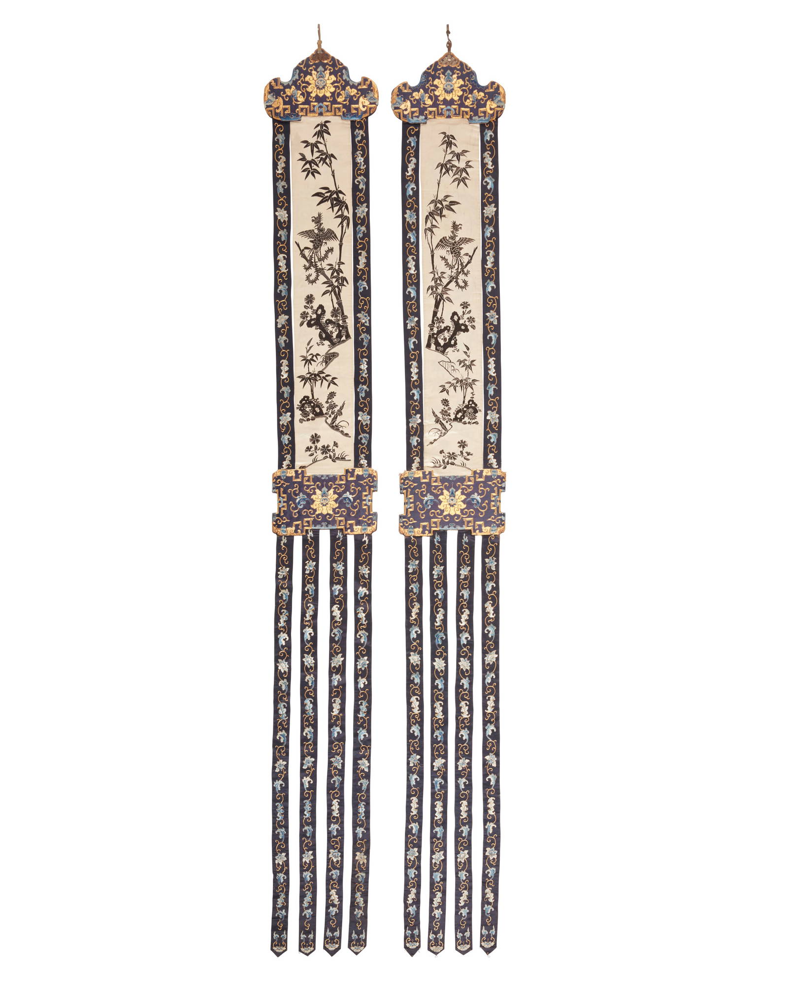 A Pair Of Chinese-style Embroidered Hanging Decorations Auction