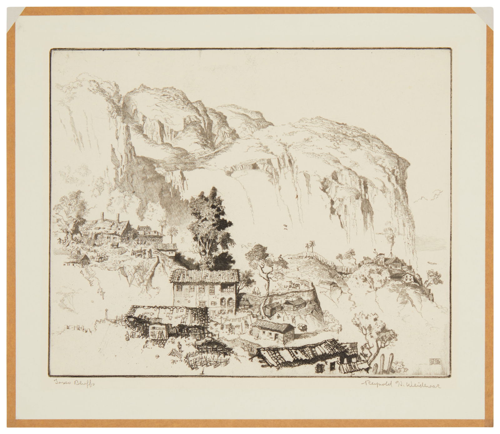 Reynold Henry Weidenaar (1915-1985), "taxco Bluffs," Etching On Laid Cream Paper, Plate: 9" H X ...
