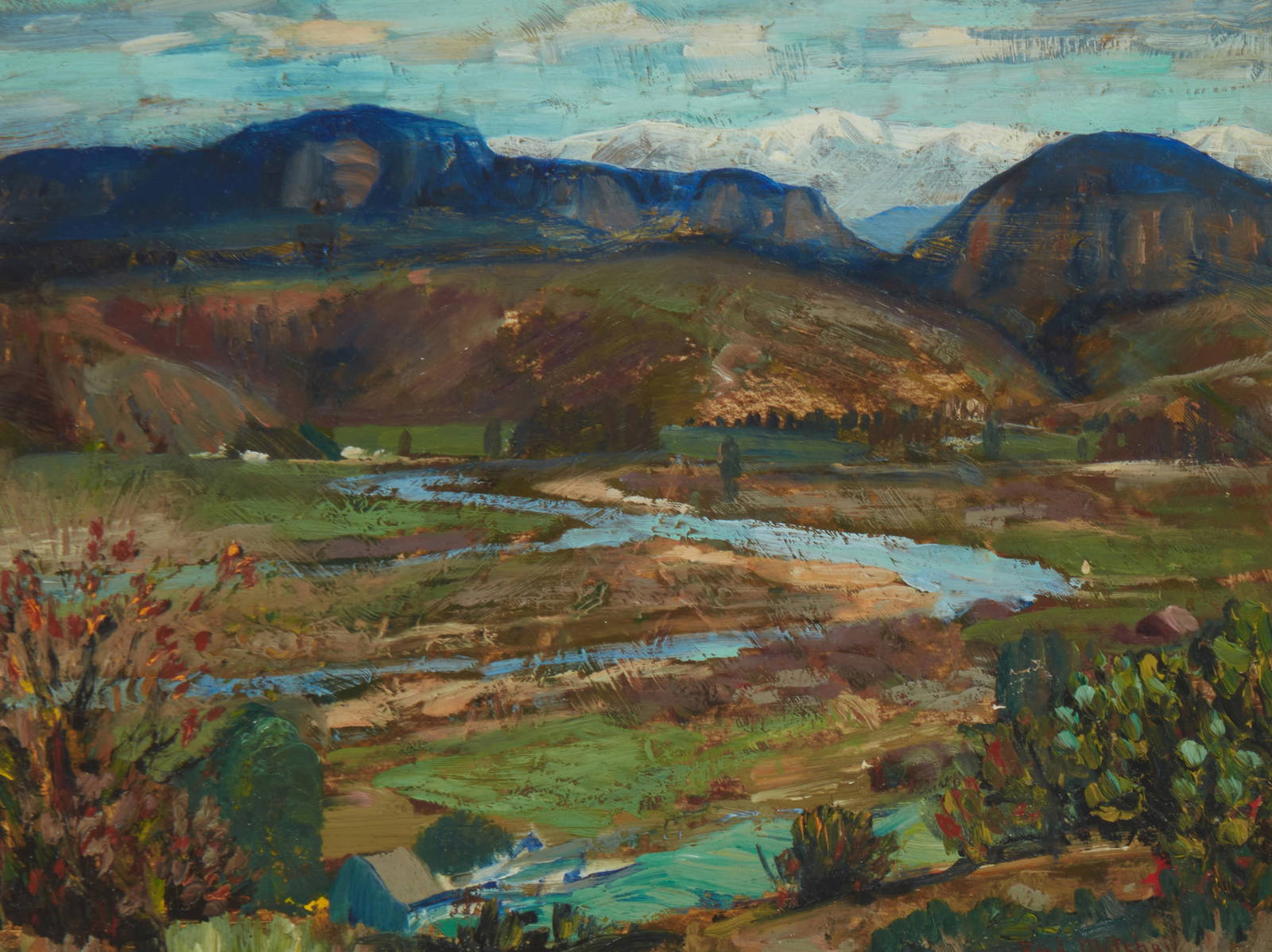 Alfred R. Mitchell (1888-1972), Landscape With A Winding River Auction