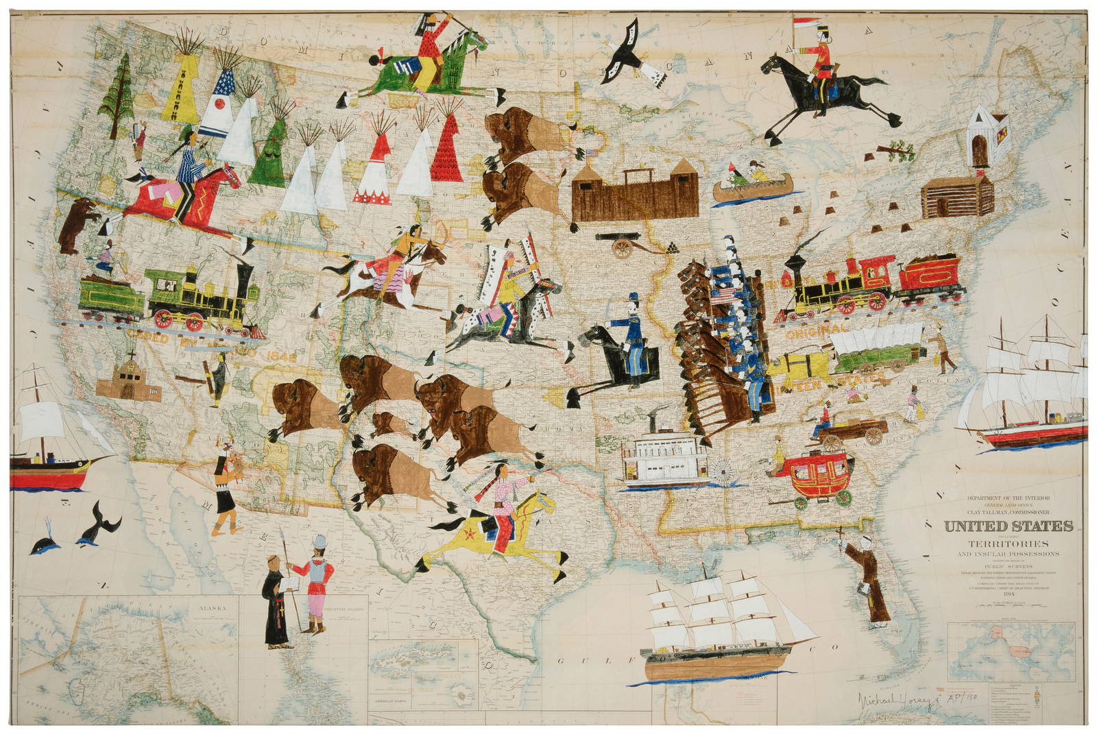Michael Horse (b. 1949, Yaqui/mescalero Apache/zuni), Untitled Map Auction