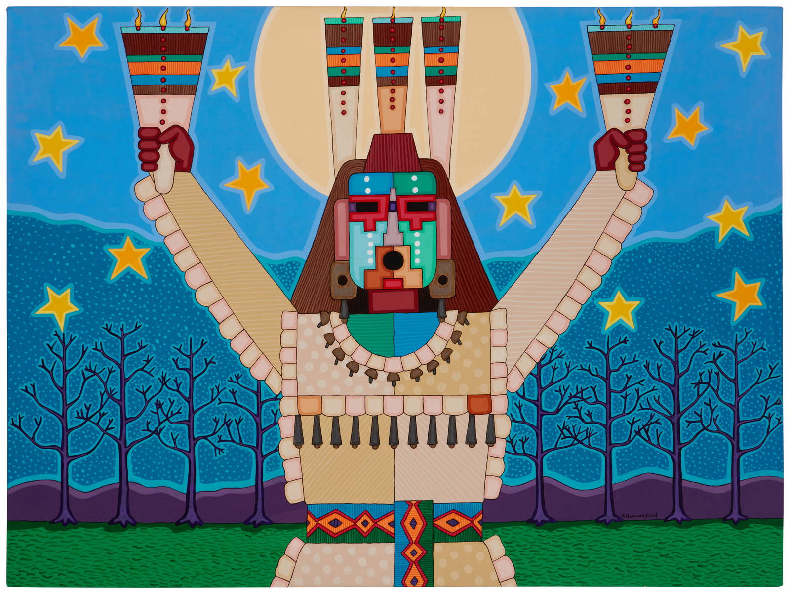 Jesse T. Hummingbird (1952-2021, Cherokee), "autumn Singer" Auction