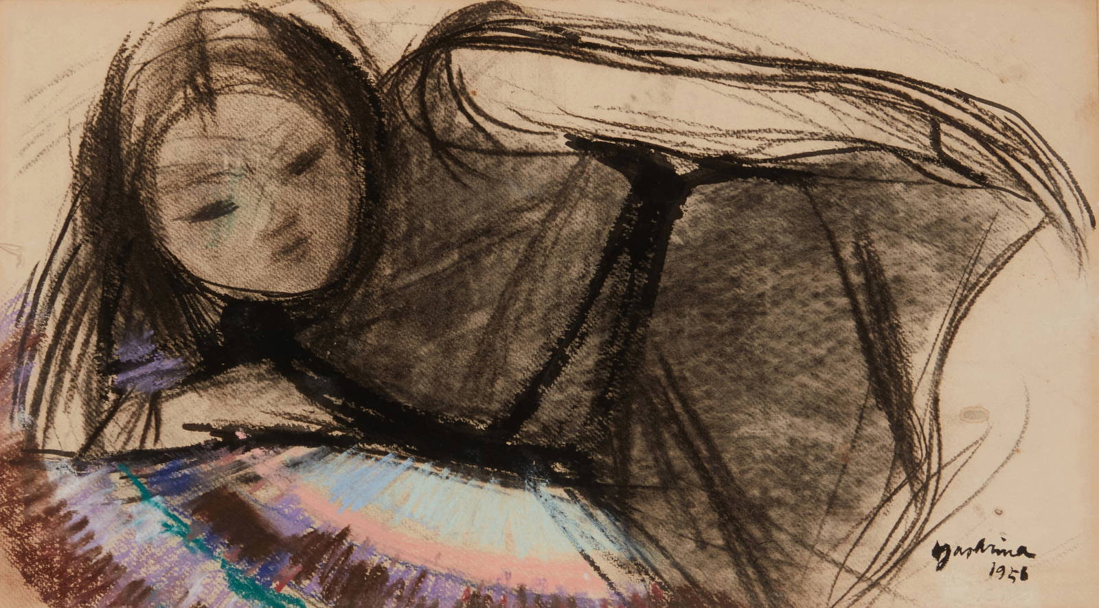 Taro Yashima (1908-1994), Reclining Girl (momo), 1958 Auction