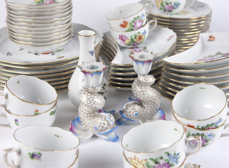 Assembled Herend porcelain service mixed patterns