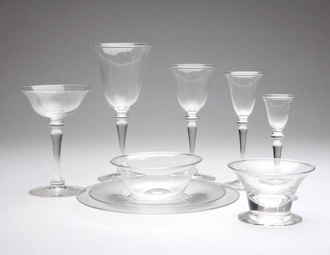 Steuben Clear Crystal Stemware & Plates