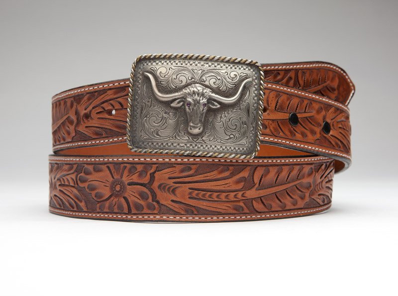 An Edward H. Bohlin sterling silver & ruby belt buckle