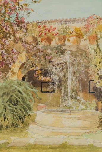 Paul Rodda Cook (1897 1972), Courtyard In Spring,