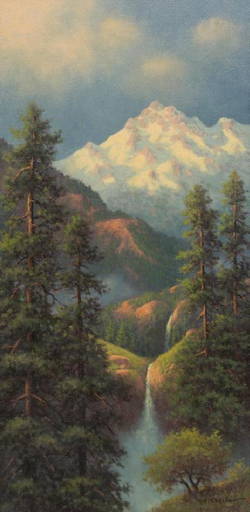 R.d. Enright (1921 1983), Waterfall At Dawn, Oil