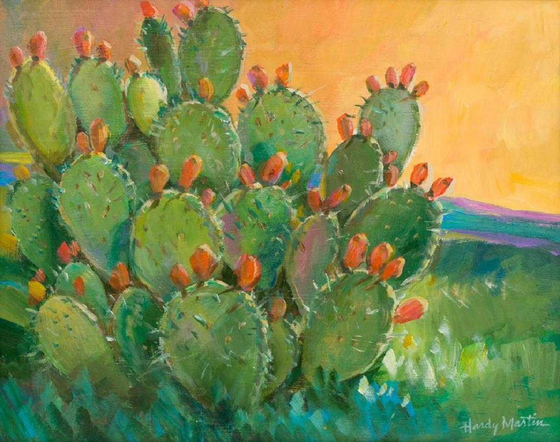 Hardy Martin, "Cactus Sunset", oil on board, 16 x 20"