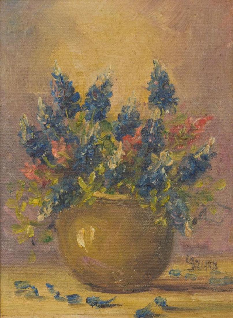 Emily Dillard (1879-1968), Bluebonnet Still Life, oil