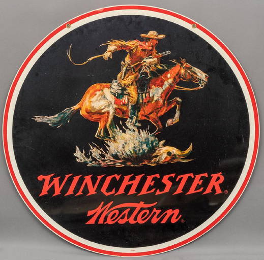 Winchester Western Large Round Sign C. 1950