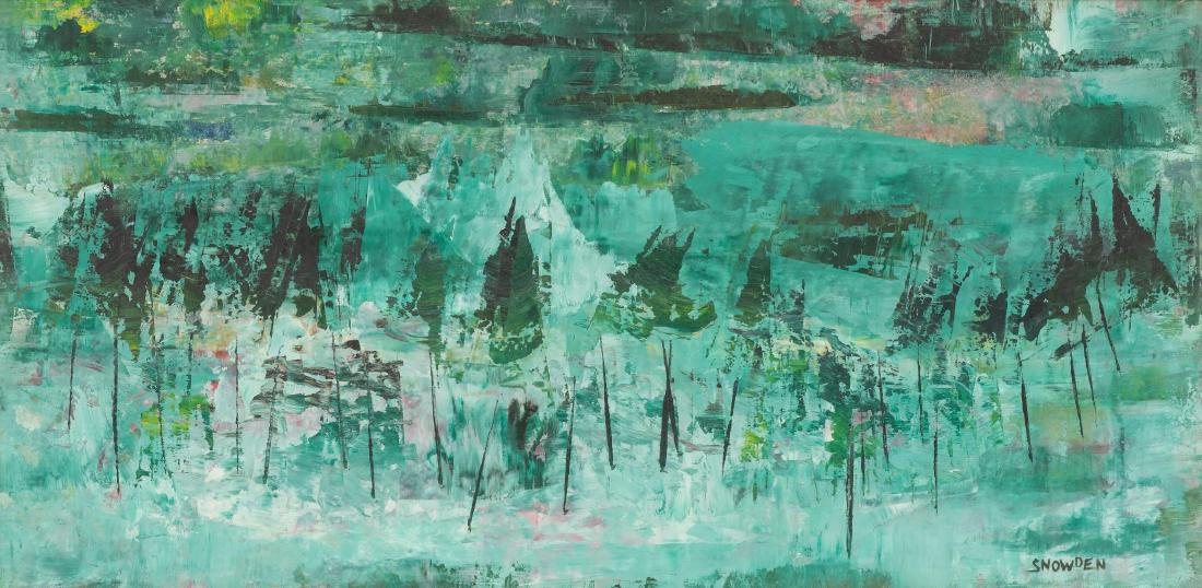 Chester Snowden (1900-1984), Green Abstract, oil