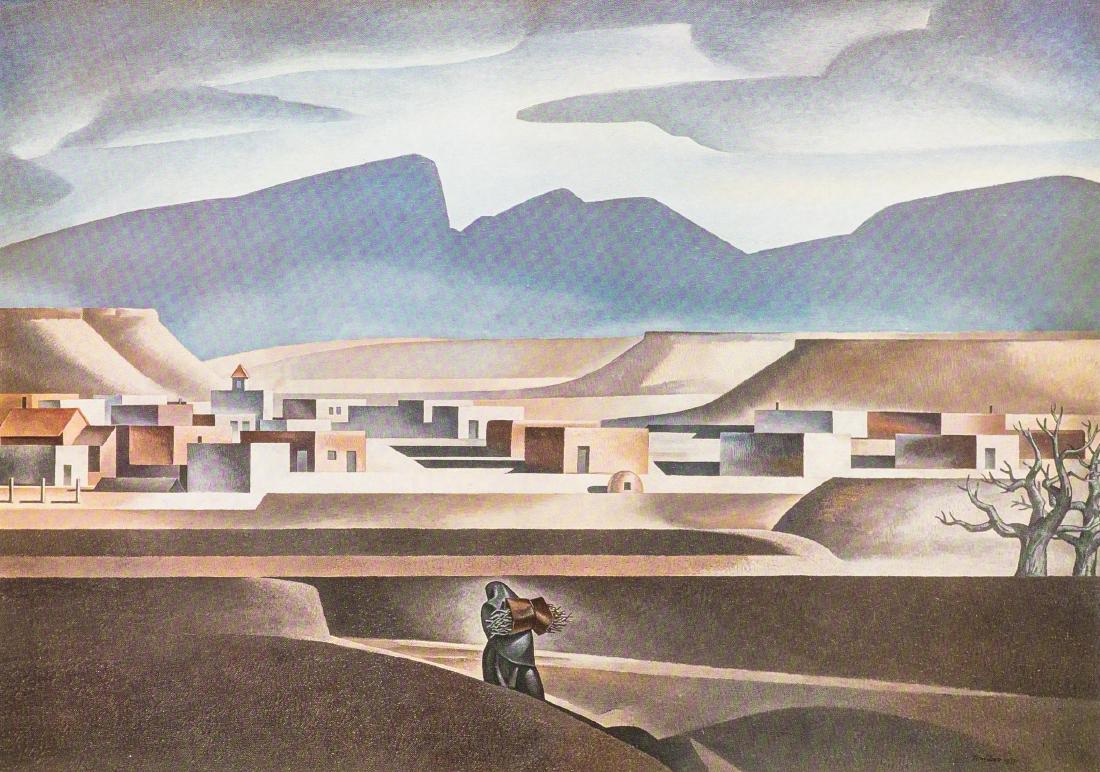 Tom Lea (1907-2001), "Lonely Town", lithograph