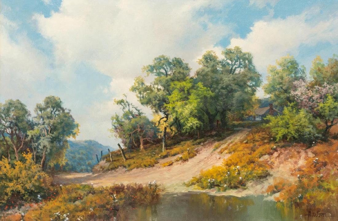 A.D. Greer (1904-1998), Hill Country River, 1975, oil
