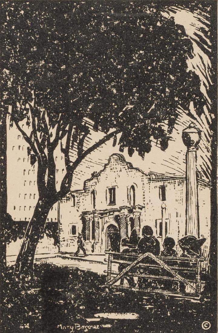 Mary Bonner (1887 1935), The Alamo, Woodblock Print