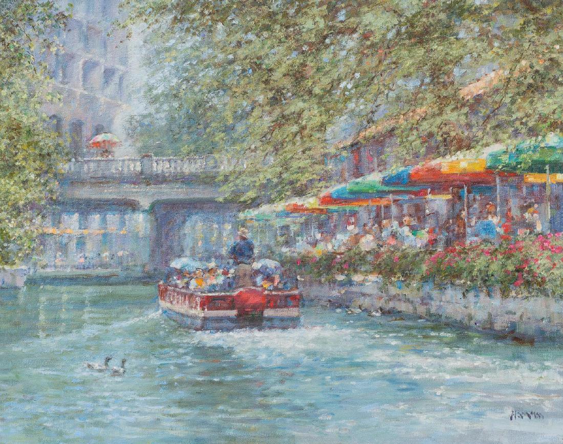 Robert Hamman, "Sunny Riverwalk", oil on canvas - Aug 10, 2019 | Vogt ...