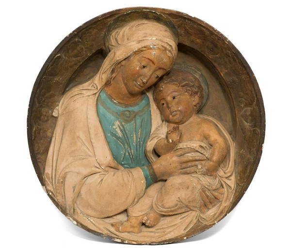Religious Relief Polychrome Wall Hanging