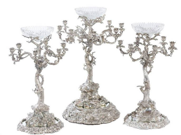 Monumental Elkington & Co. Silver Plate Epergnes