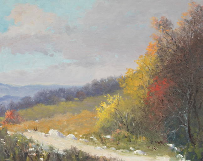 Carl Hoppe (1897 1981), Autumn Road 1962, Oil On Canvas