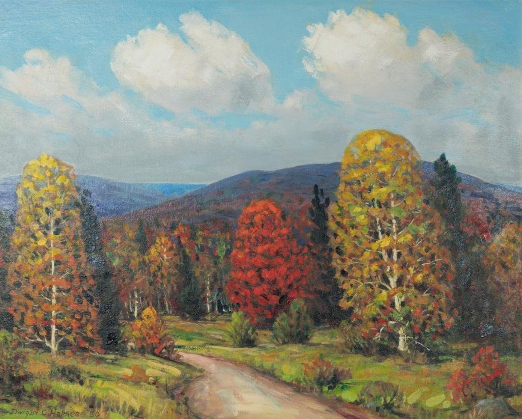 Dwight Clay Holmes (1900-1986), "Red Maples", oil