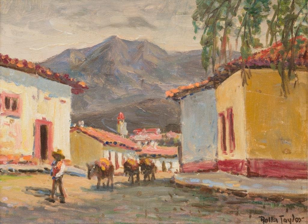 Rolla Taylor (1872-1970), Mexican Village, oil