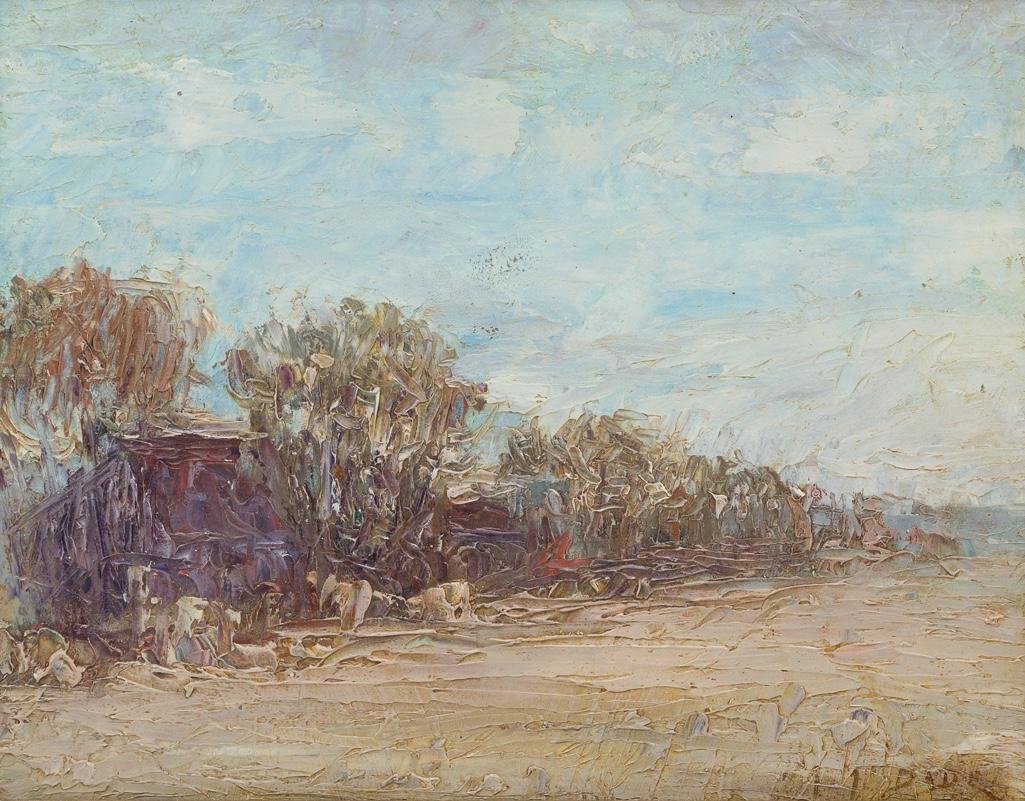 Ira McDade (1867-1951), "The Old Farm", oil on board