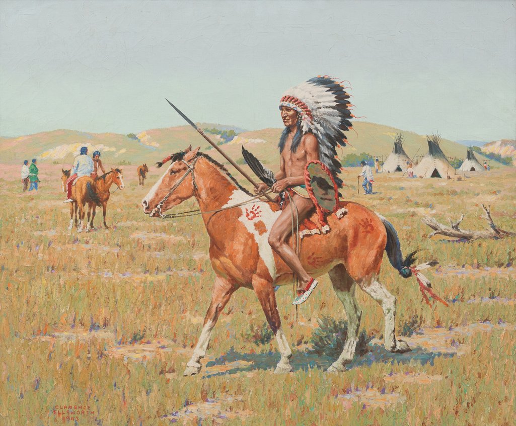 Clarence Ellsworth (1885-1961), "Pony Dance", 1943, oil