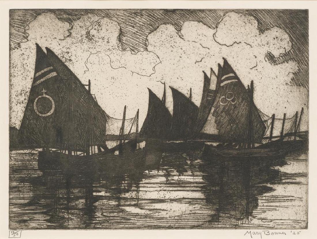 Mary Bonner (1887-1935), Ships, 1925, etching 10/50