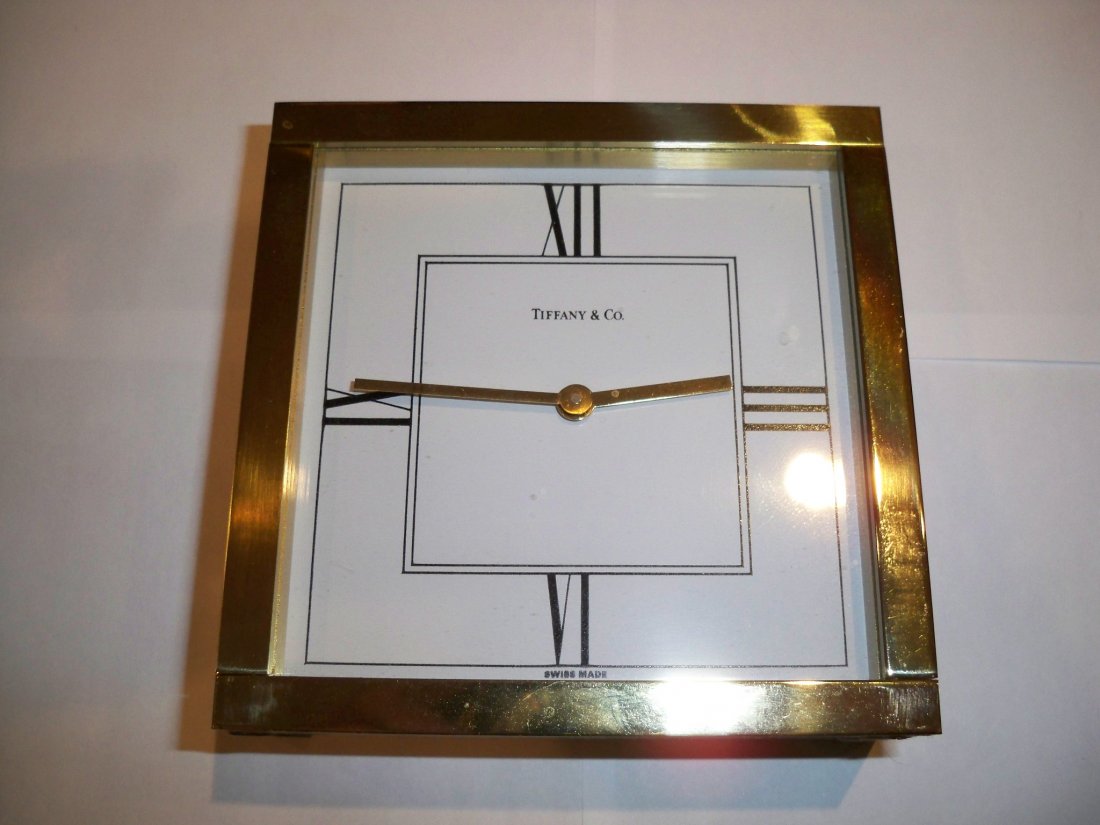 Vintage TIFFANY & CO. BRASS DESKTOP CLOCK SWISS MADE