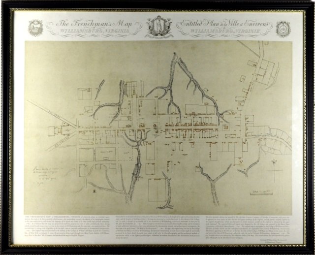 PRINT OF FRENCHMAN'S MAP OF WILLIAMSBURG, VIRGINIA
