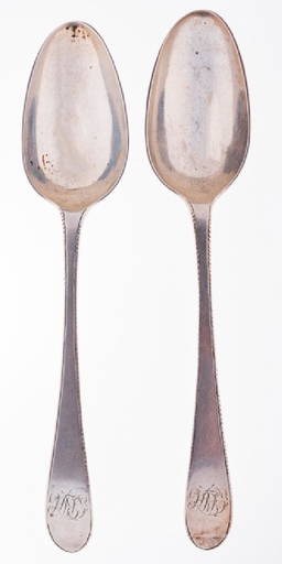 Coin Silver John Lyng C. 1761 Table Spoons Pair
