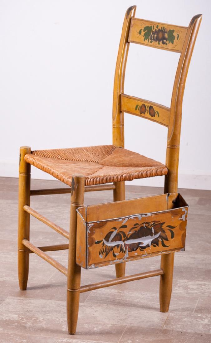 Mule Ear Chair, Painted, W/Toleware Side Box