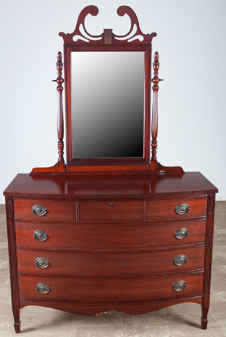 Dixie Furniture Mahogany Finish Dresser w/ Mirror