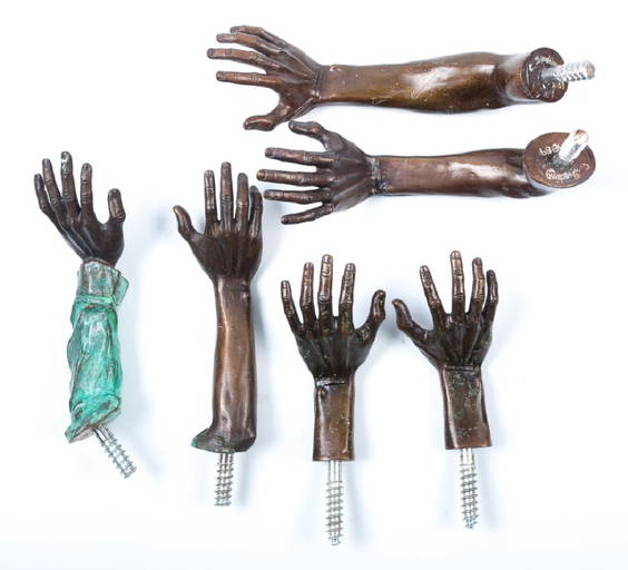 Chas Gerding Bronze Drawer Pull Hand Sculptures