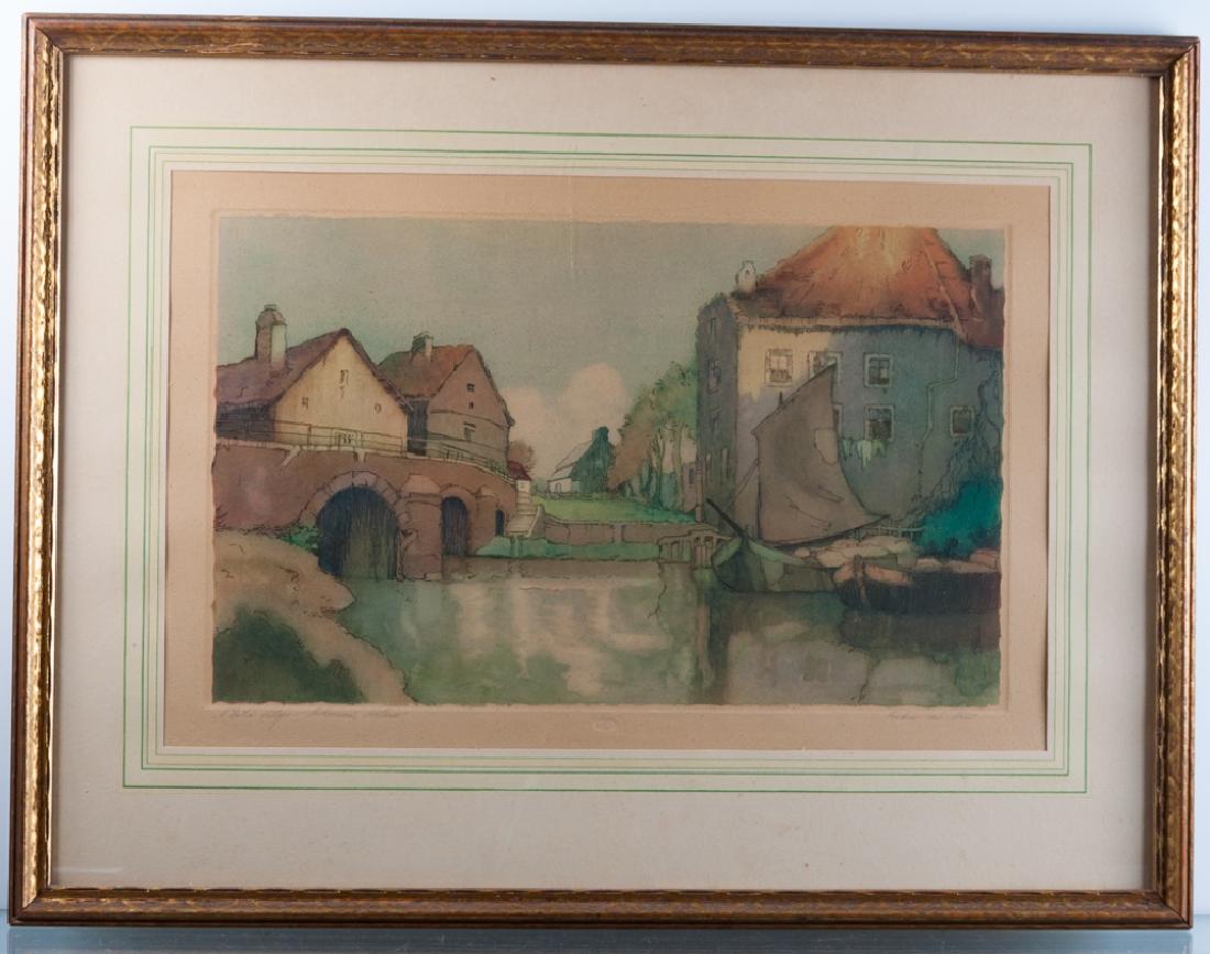 Frederic Van Helm Dutch Village Aquatint