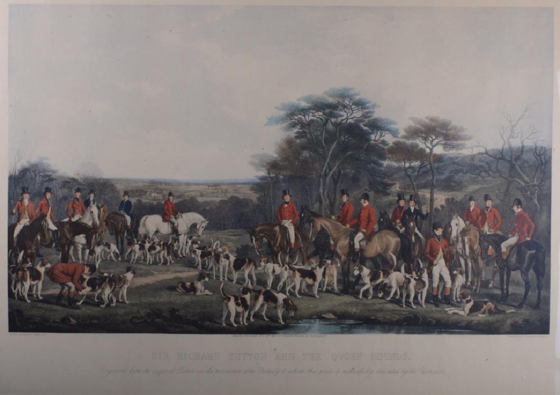 Colored Engraving of English Hunt Scene